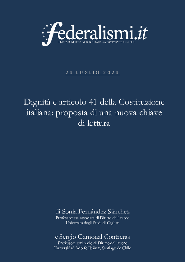 (PDF) Dignità e articolo 41 della Costituzione italiana: proposta di ...