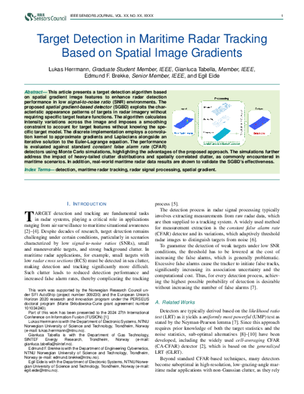 (PDF) Target Detection in Maritime Radar Tracking Based on Spatial ...