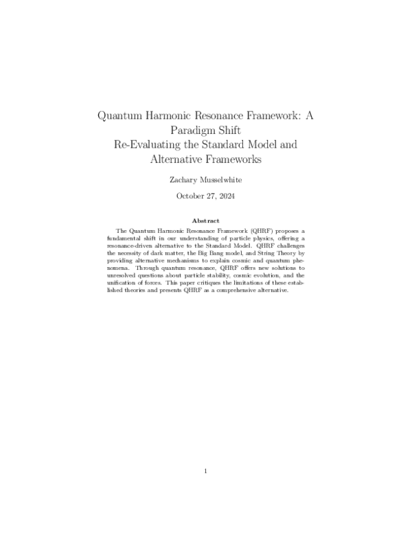 (PDF) Quantum Harmonic Resonance Framework: A Paradigm Shift Re-Evaluating the Standard Model ...