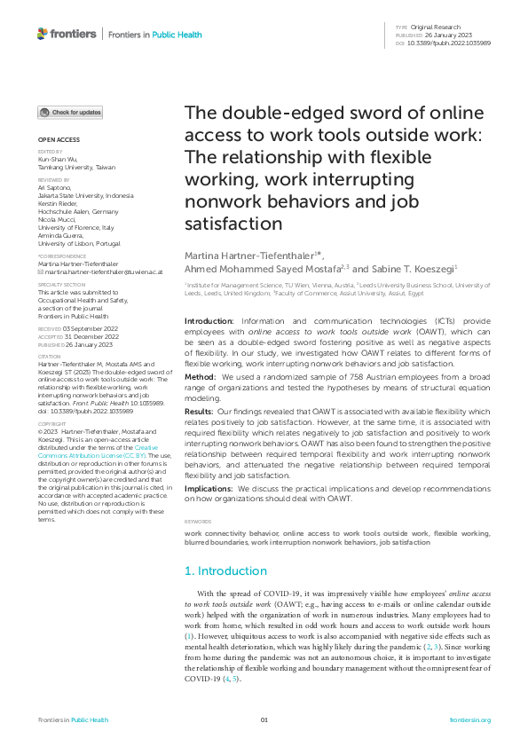 (PDF) The double-edged sword of online access to work tools outside ...