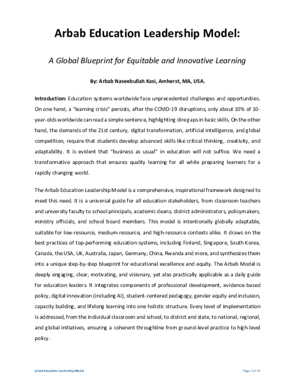 (PDF) Arbab Education Leadership Model