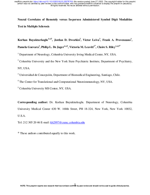 (PDF) Neural Correlates of Remotely versus In-person Administered ...