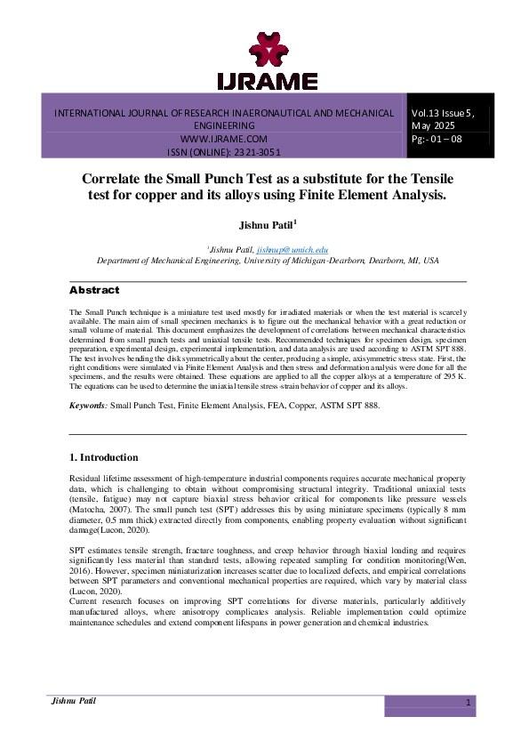 (PDF) Correlate the Small Punch Test as a substitute for the Tensile ...