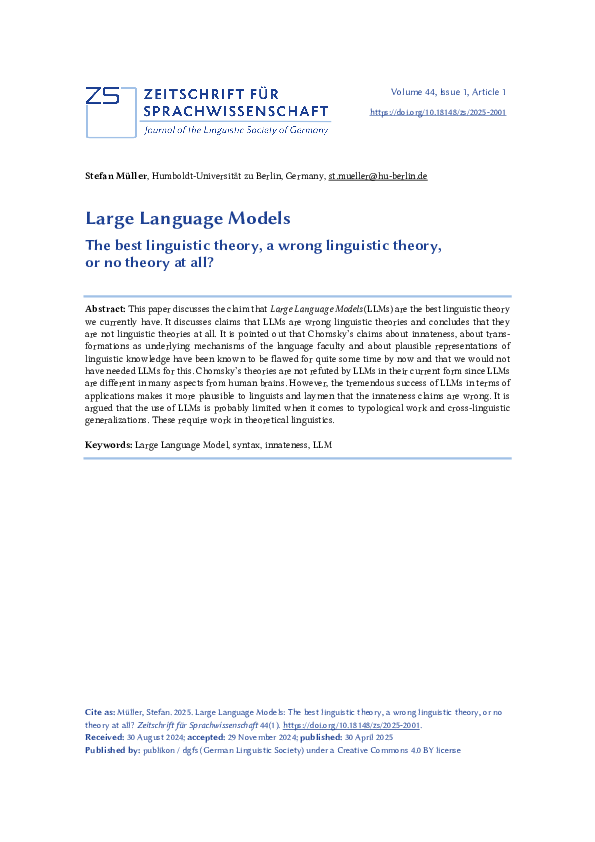 (PDF) Large Language Models The best linguistic theory, a wrong ...