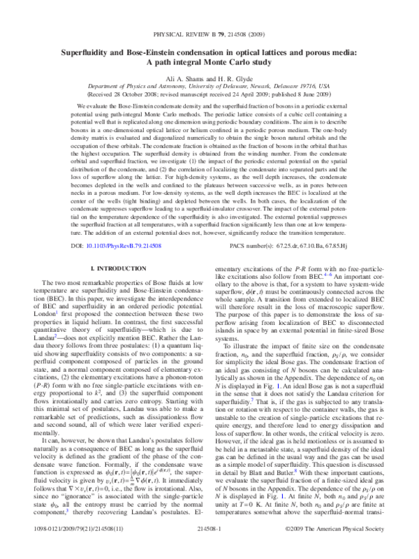 (PDF) Superfluidity and Bose Einstein Condensation Yesterday, Today and ...