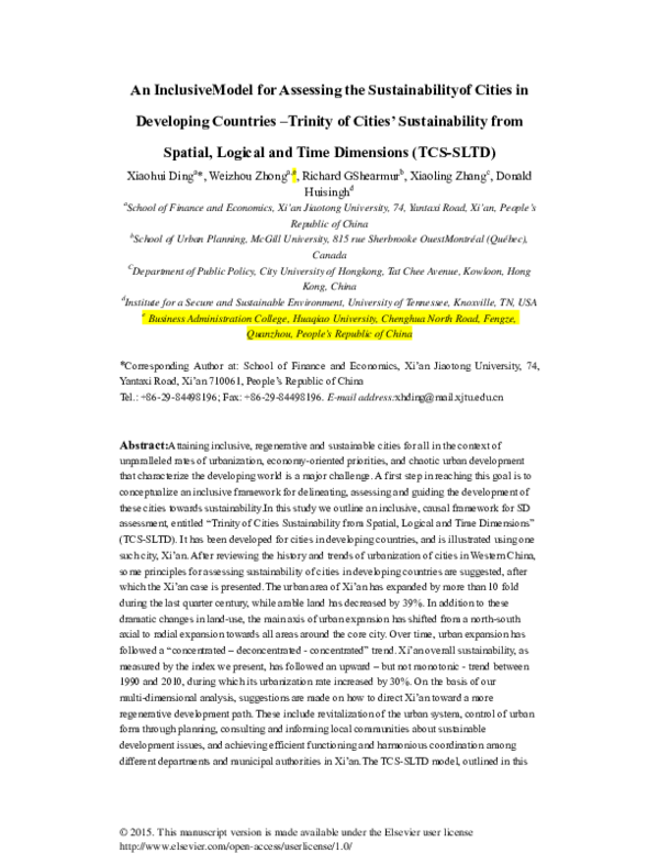 (PDF) An inclusive model for assessing the sustainability of cities in ...