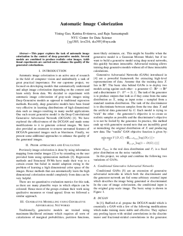 (PDF) Automatic Image Colorization