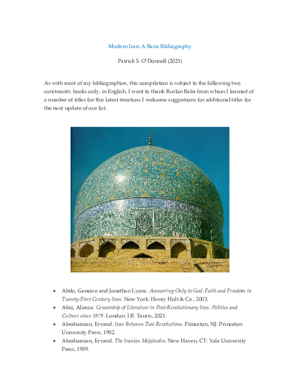 (PDF) Modern Iran: A Basic Bibliography