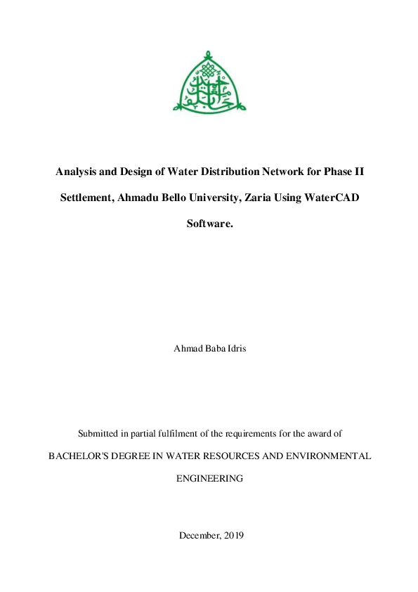 (PDF) Analysis and Design of Water Distribution Network for Phase II ...