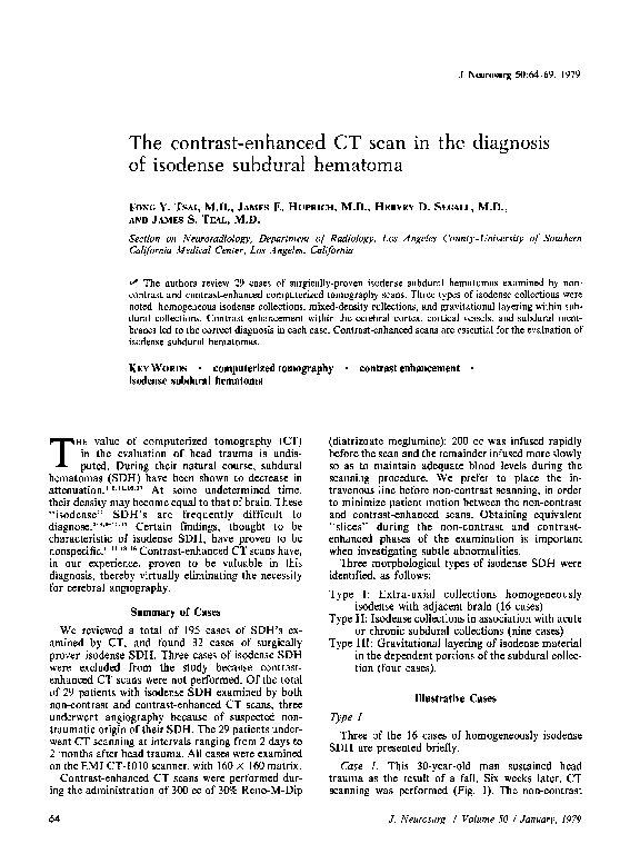 (PDF) The contrast-enhanced CT scan in the diagnosis of isodense ...