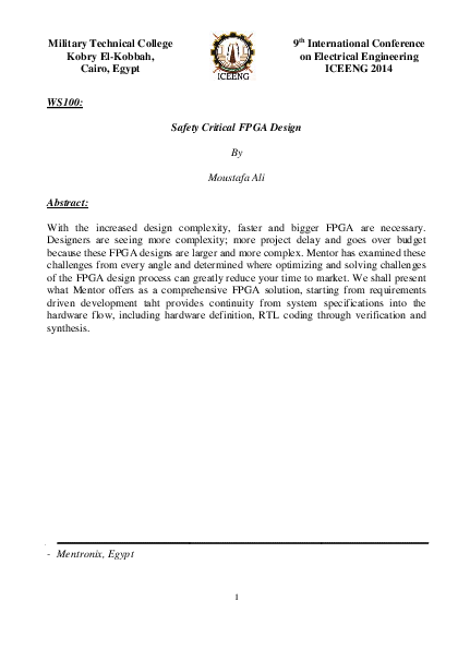 (PDF) Safety Critical FPGA Design