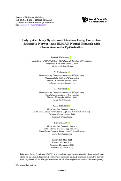 Pdf Polycystic Ovary Syndrome Detection Using Contextual Ensemble Network And Elman Neural