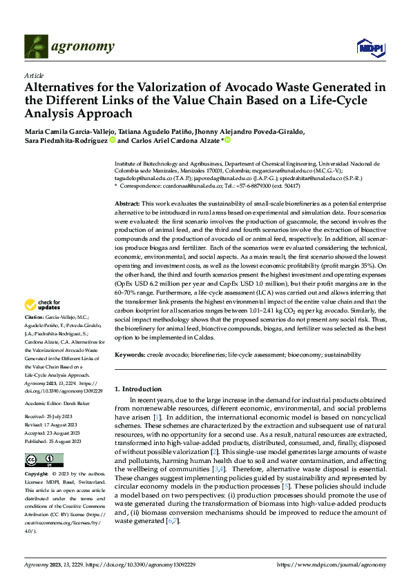 (PDF) Alternatives for the Valorization of Avocado Waste Generated in ...