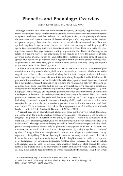 (PDF) Phonetics and Phonology: Overview