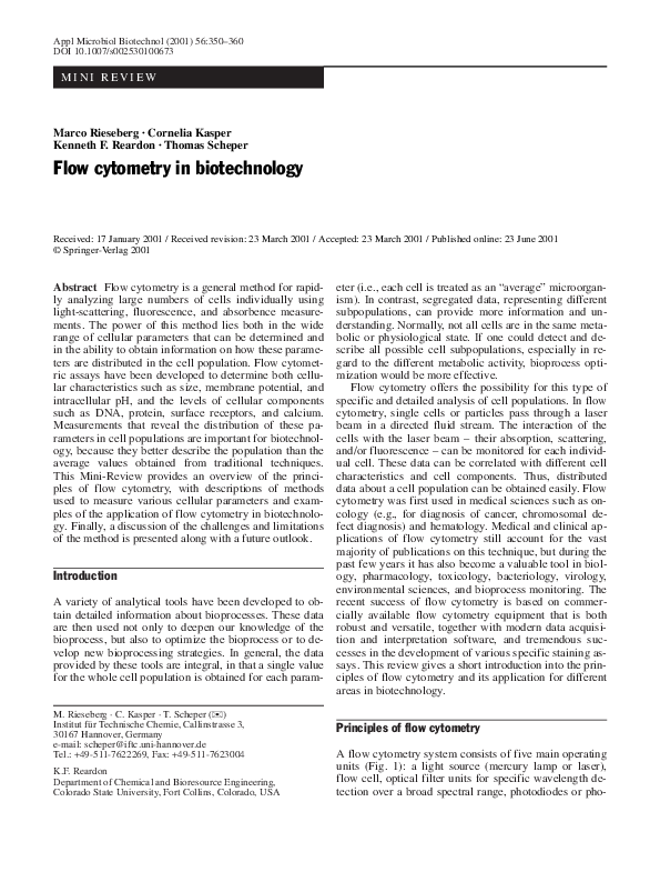 (PDF) Flow cytometry in biotechnology