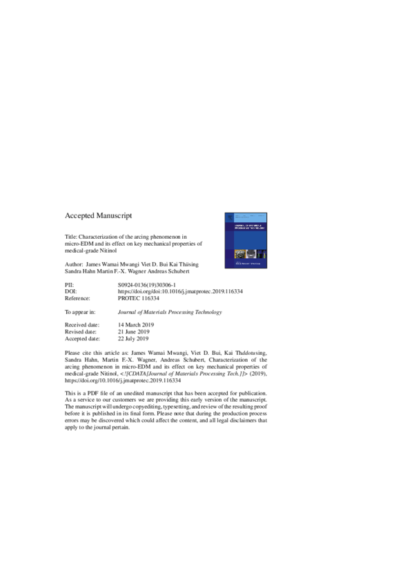 (PDF) Characterization of the arcing phenomenon in micro-EDM and its ...