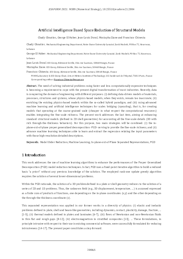 (PDF) Artificial Intelligence Based Space Reduction of Structural Models