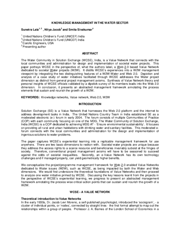 (PDF) Knowledge Management in the Water Sector