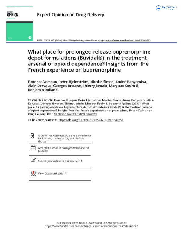 (PDF) What place for prolonged-release buprenorphine depot-formulation ...