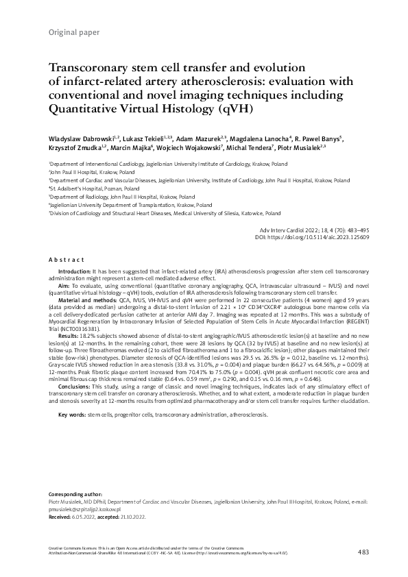 (PDF) Transcoronary stem cell transfer and evolution of infarct-related ...
