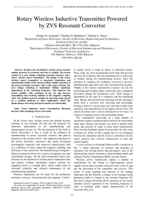 (PDF) Rotary Wireless Inductive Transmitter Powered by ZVS Resonant ...