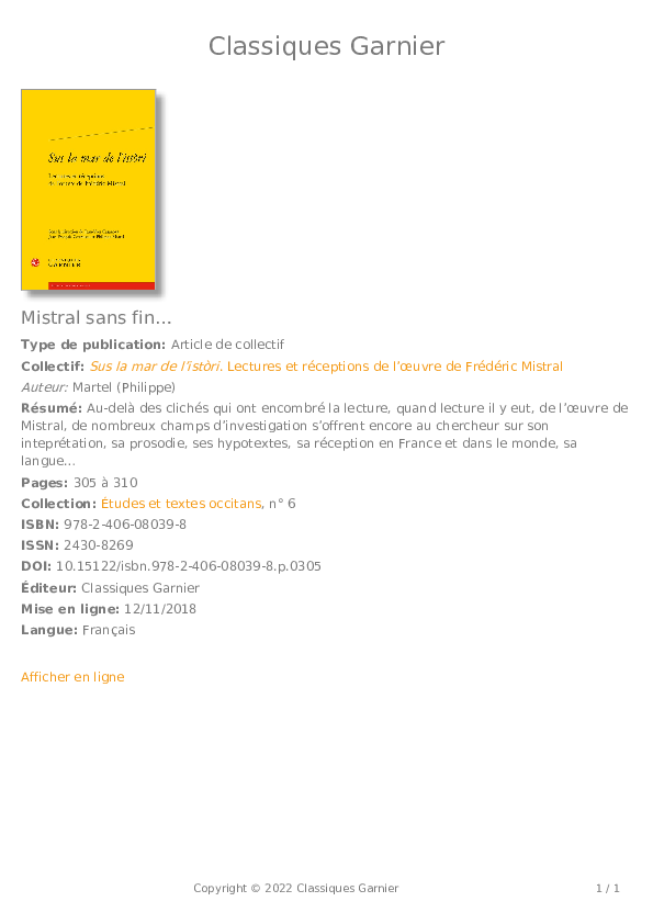 (PDF) Mistral sans fin