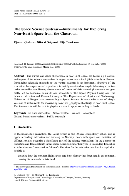 (PDF) The Space Science Suitcase—Instruments for Exploring Near-Earth ...
