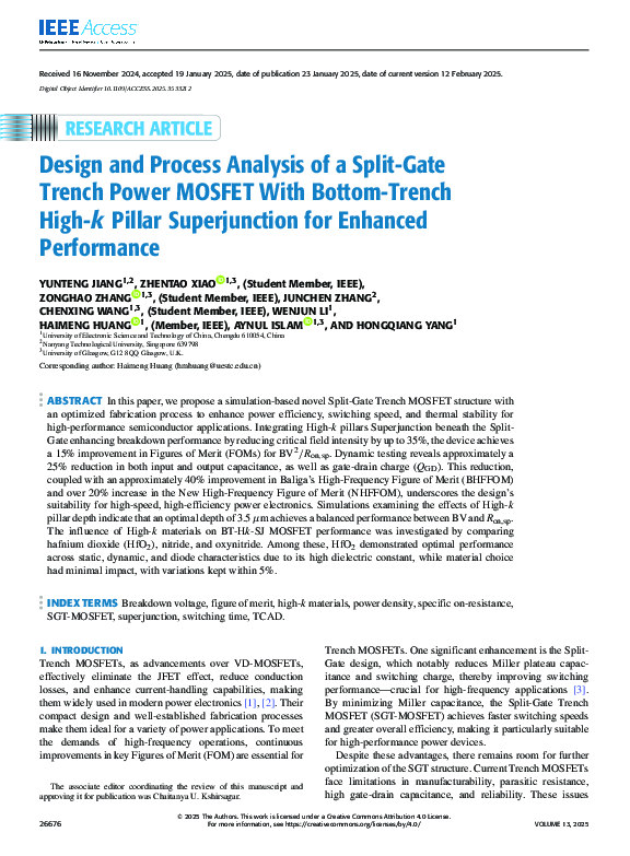 (PDF) Design and Process Analysis of a Split-Gate Trench Power MOSFET ...