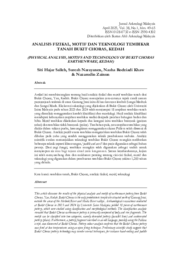 (PDF) ANALISIS FIZIKAL, MOTIF DAN TEKNOLOGI TEMBIKAR TANAH BUKIT CHORAS ...