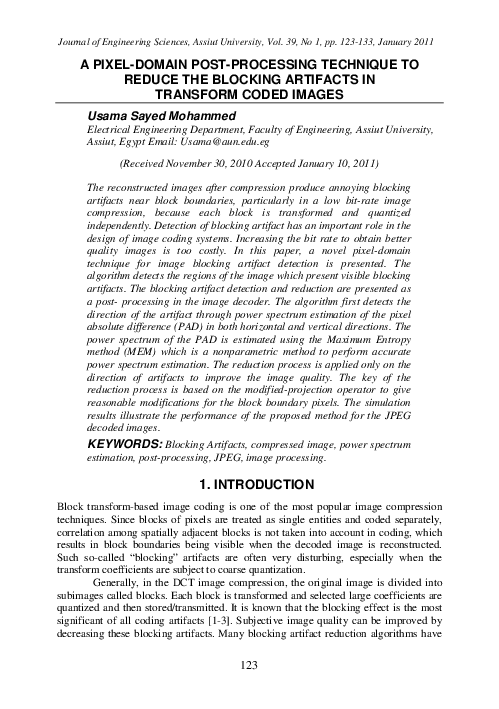 (PDF) A pixel-domain post-processing technique to reduce the blocking artifacts in transform ...