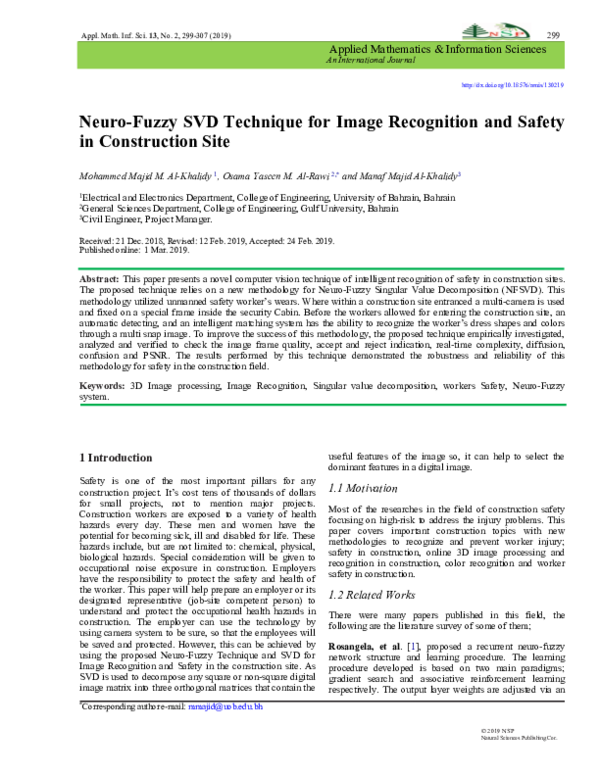 (PDF) Neuro-Fuzzy SVD Technique for Image Recognition and Safety in ...