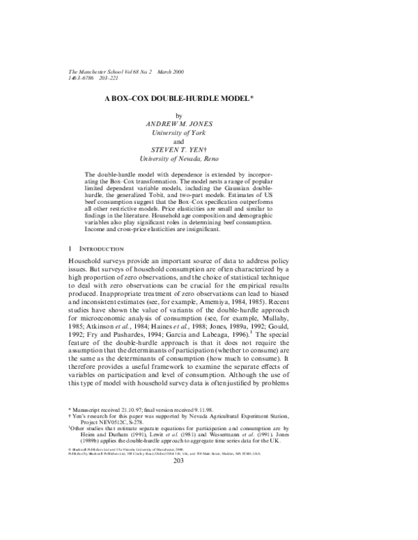 (PDF) A Box-Cox Double-hurdle Model