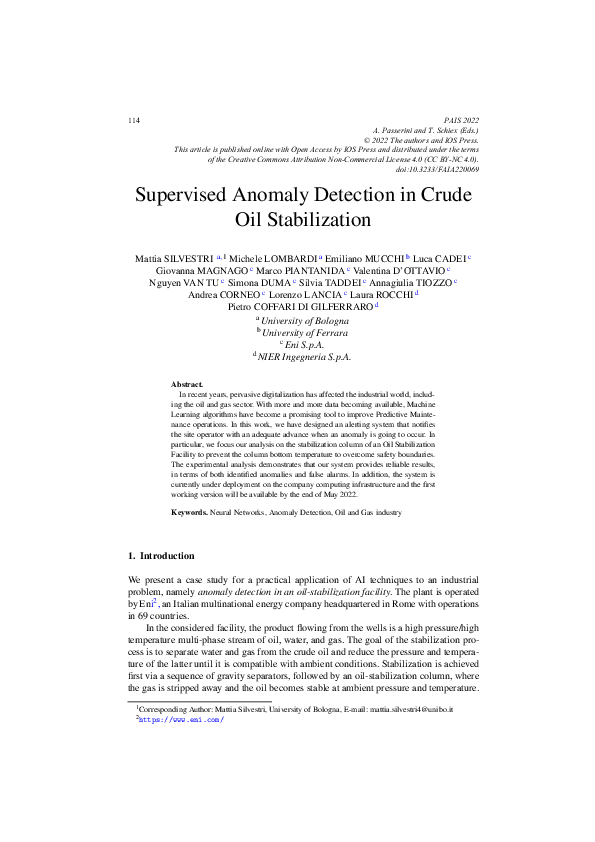 (PDF) Supervised Anomaly Detection in Crude Oil Stabilization