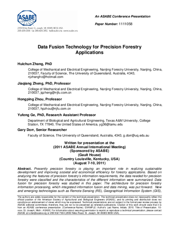 (PDF) Data Fusion Technology for Precision Forestry Applications