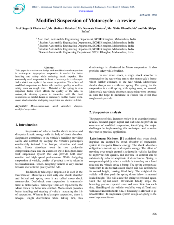 (PDF) Modified Suspension of Motorcycle-a review