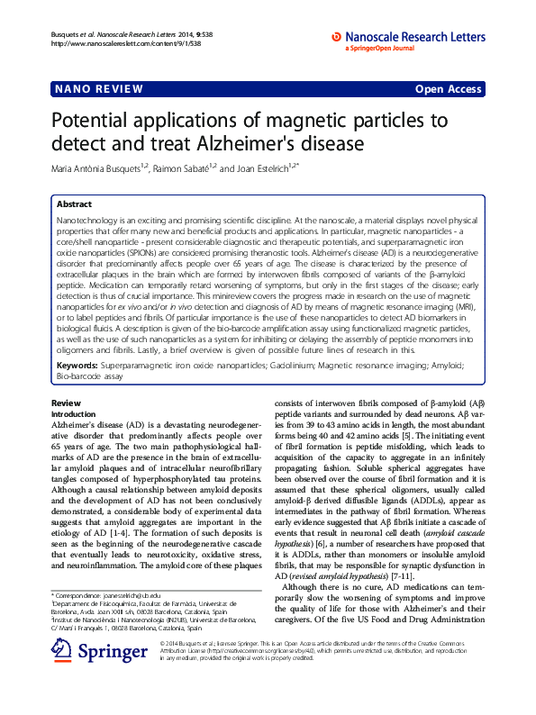 (PDF) Potential applications of magnetic particles to detect and treat ...