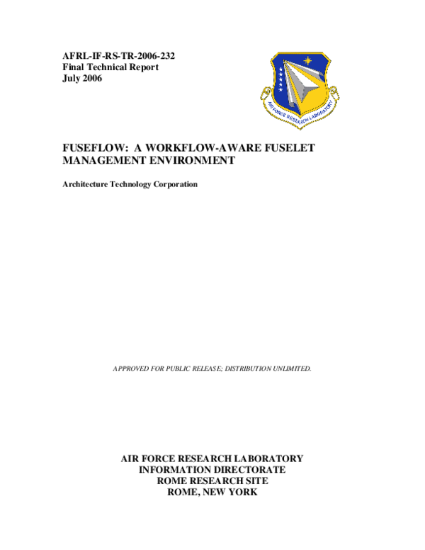 (PDF) Fuseflow: A Workflow-Aware Fuselet Management Environment