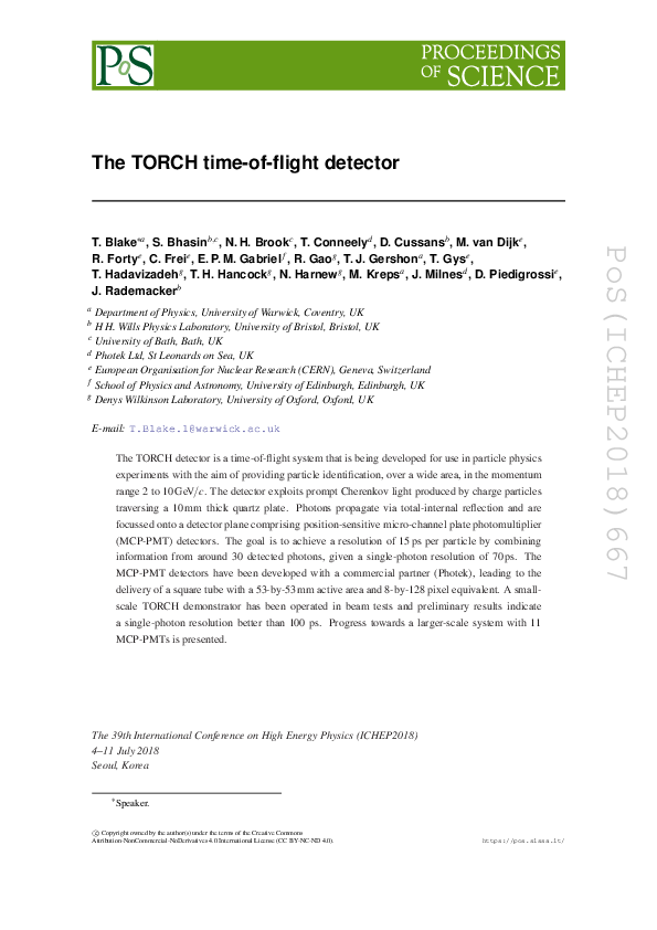 (PDF) The TORCH time-of-flight detector