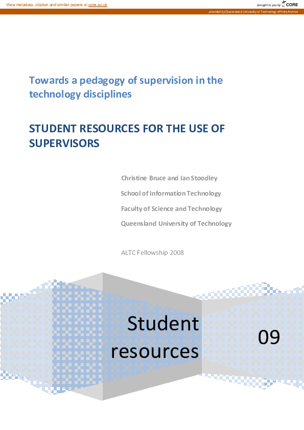 (PDF) Student resources for the use of supervisors
