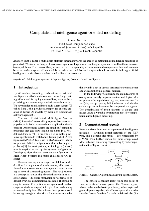 (PDF) Computational intelligence agent-oriented modelling