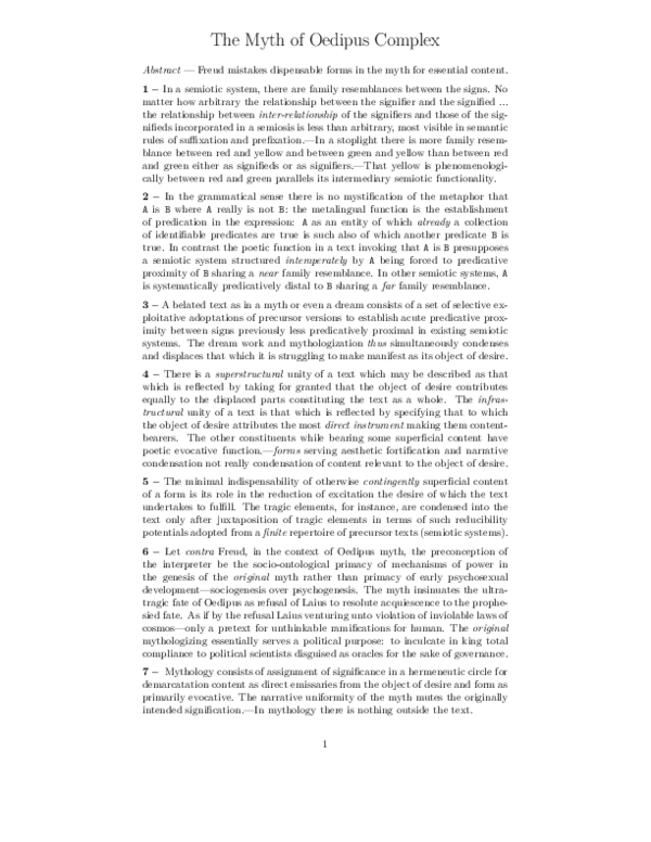 (PDF) The Myth of Oedipus Complex