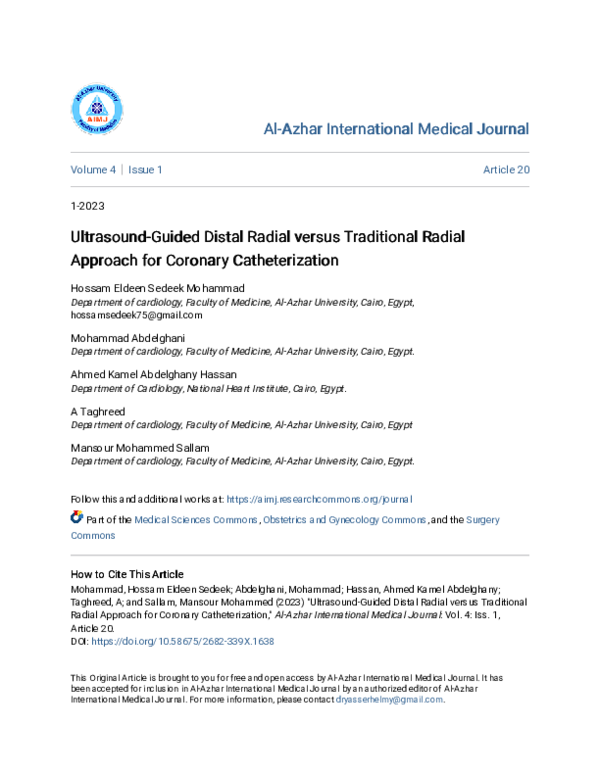 (PDF) Ultrasound-Guided Distal Radial versus Traditional Radial ...
