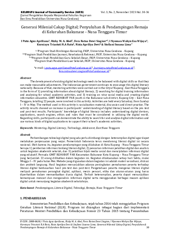 (PDF) Generasi Milenial Cakap Digital; Penyuluhan dan Pendampingan ...