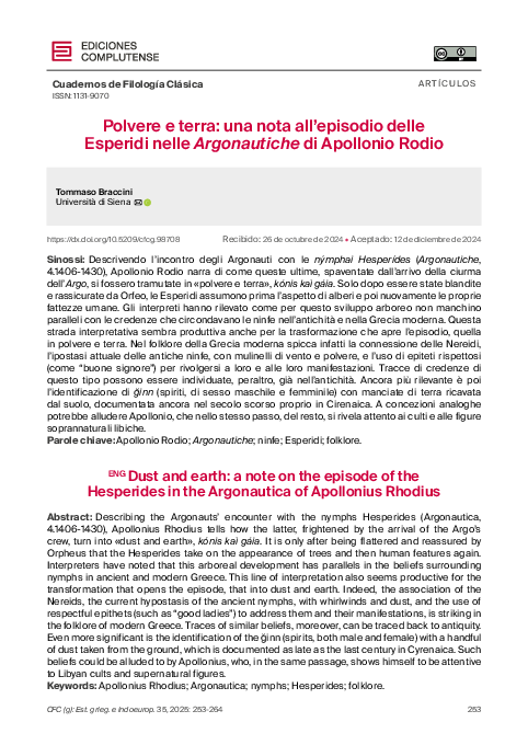 (PDF) Tommaso Braccini, Polvere e terra: una nota all’episodio delle ...