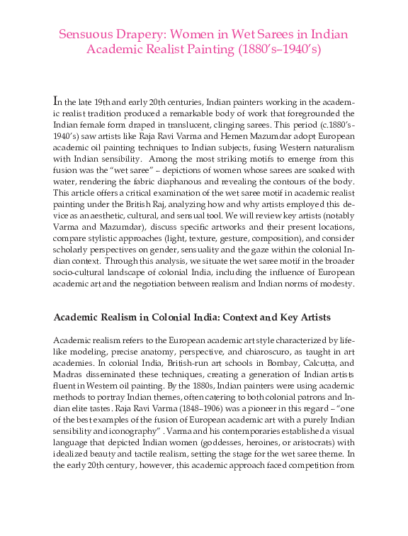 (PDF) Sensuous Drapery: Women in Wet Sarees in Indian Academic Realist ...