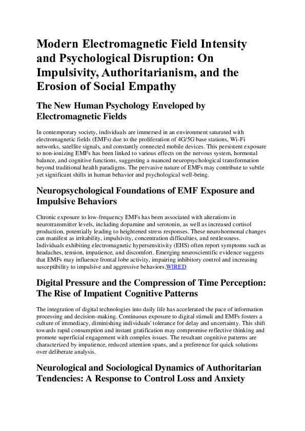 (PDF) Modern Electromagnetic Field Intensity and Psychological ...