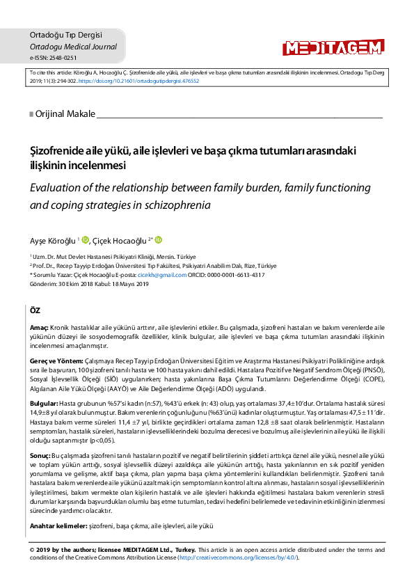 (PDF) Evaluation of the relationship between family burden, family ...