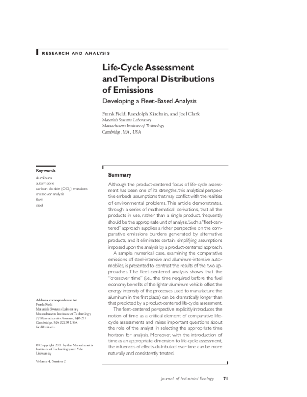 (PDF) Life-Cycle Assessment and Temporal Distributions of Emissions ...