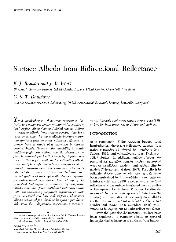 (PDF) Surface Albedo from Bidirectional Reflectance 203