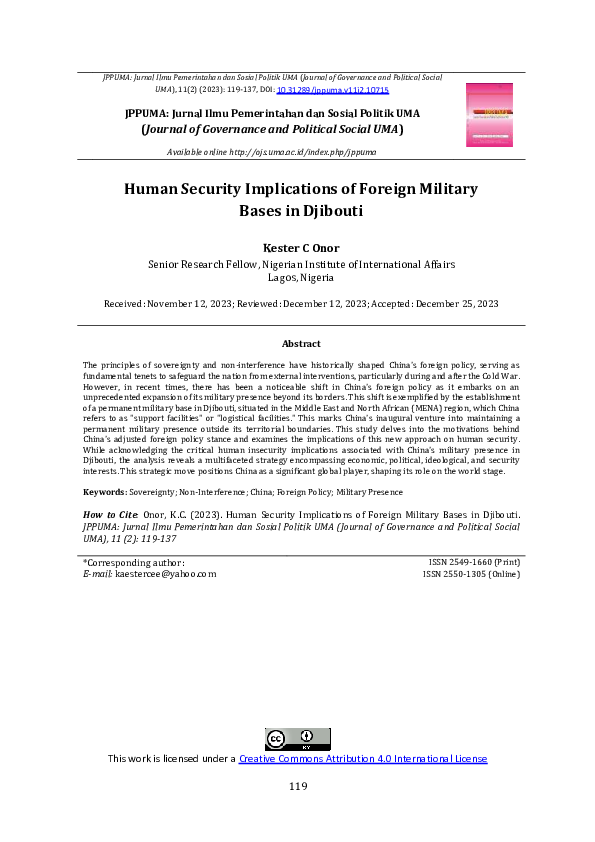 (PDF) Human Security Implications of Foreign Military Bases in Djibouti